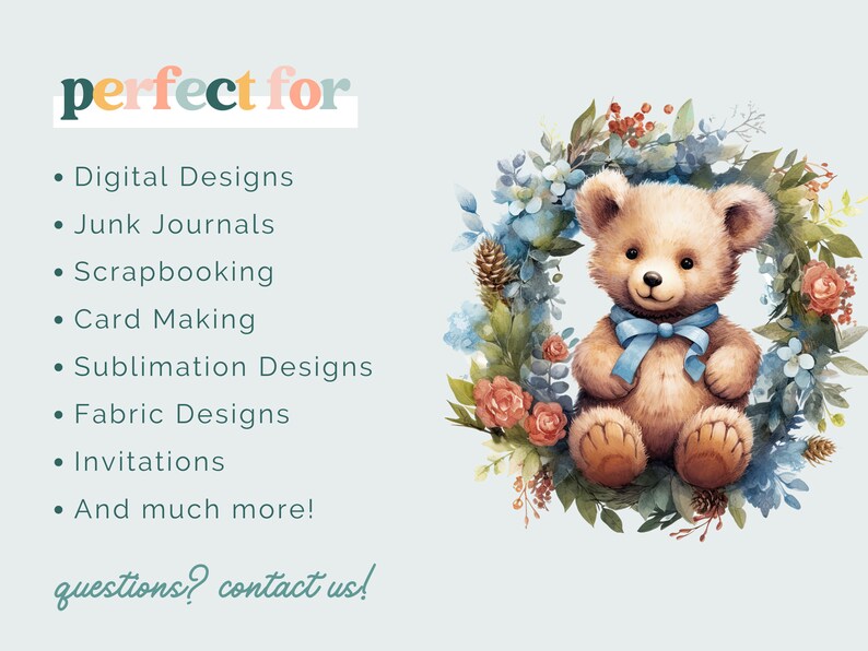 Teddy Bear Clipart Jpgs High Quality Digital Planner Paper - Etsy
