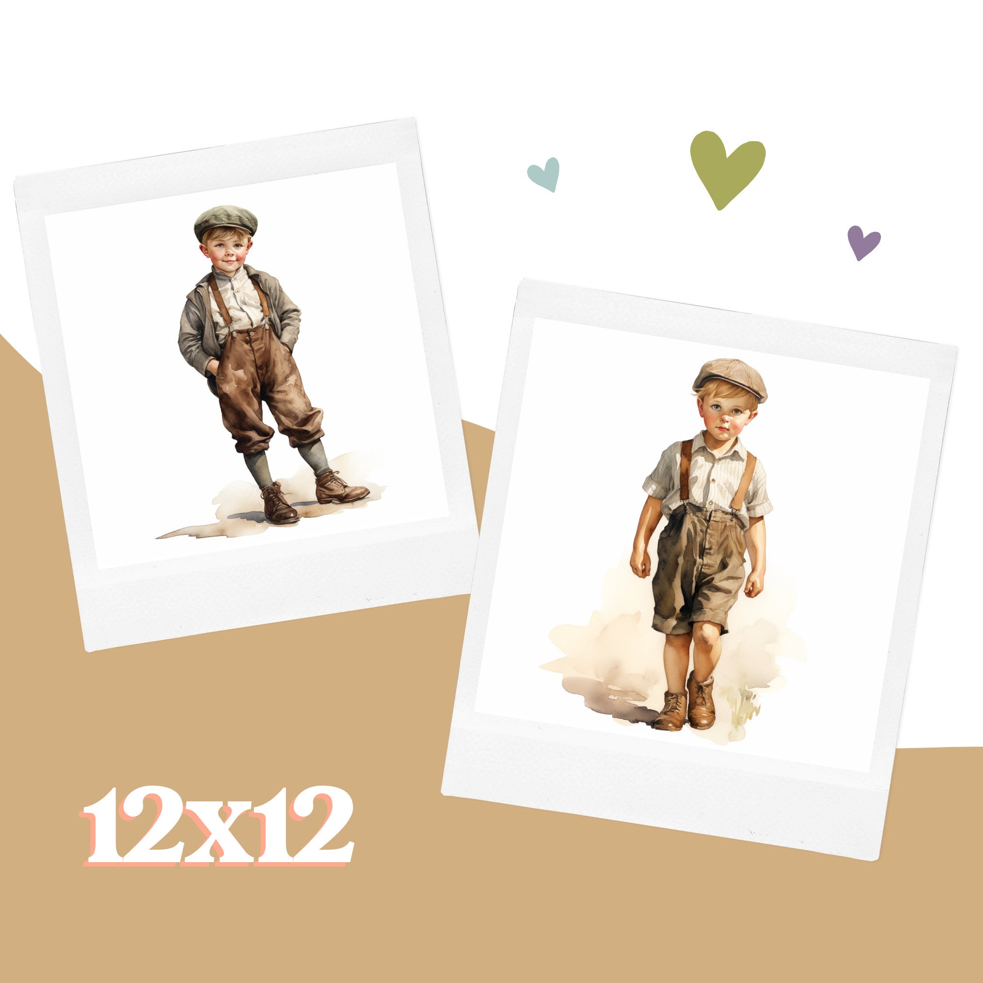 Watercolor Vintage Boy PNG Clipart, Digital Designs, Vintage Boy ...