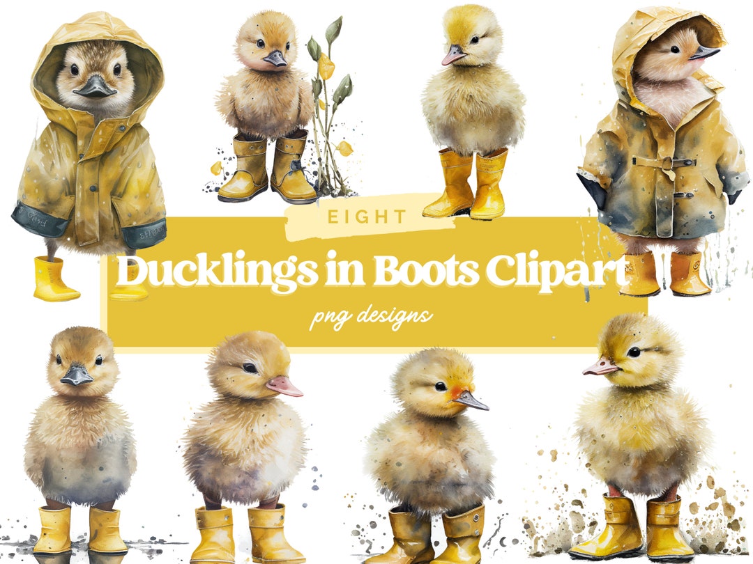 Ducklings in Rain Boots Printable Art Prints, Commercial Use Duckling ...