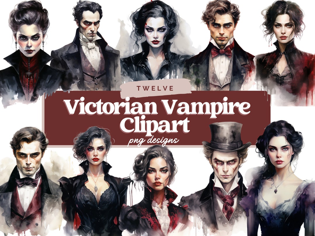 Watercolor Victorian Vampire Clipart, Halloween PNG, Dracula ...