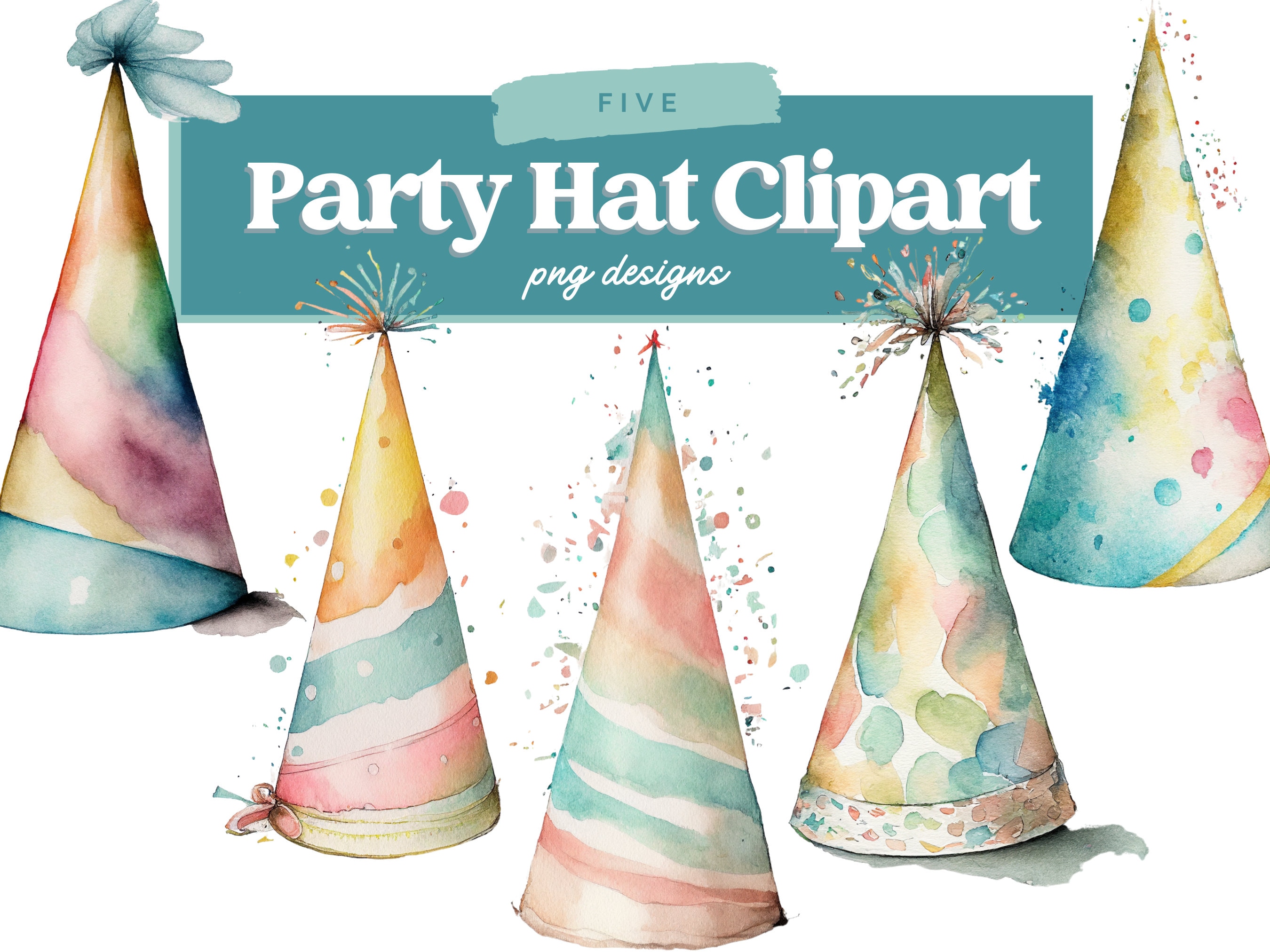 Watercolor Party Hat Clipart Party Hat Clipart Party Hat - Etsy