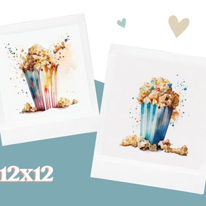 Watercolor Popcorn Clipart, Popcorn Clipart PNG, Digital Clipart ...