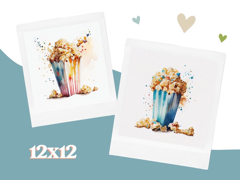 Watercolor Popcorn Clipart Popcorn Clipart PNG Digital - Etsy