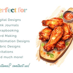 Watercolor Chicken Wing Clipart Bundle, Chicken Wing Clipart, Chicken ...