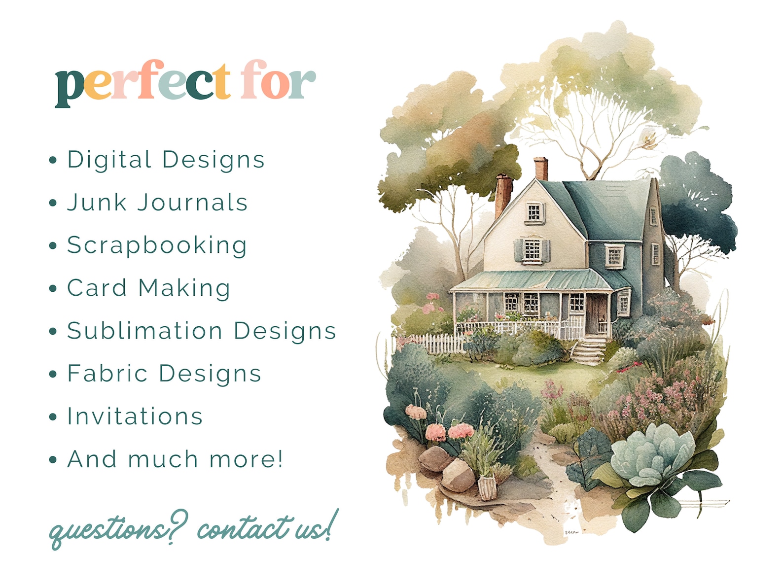 Watercolor Farmhouse Clipart, Farmhouse Clipart PNG, Clipart Digital ...