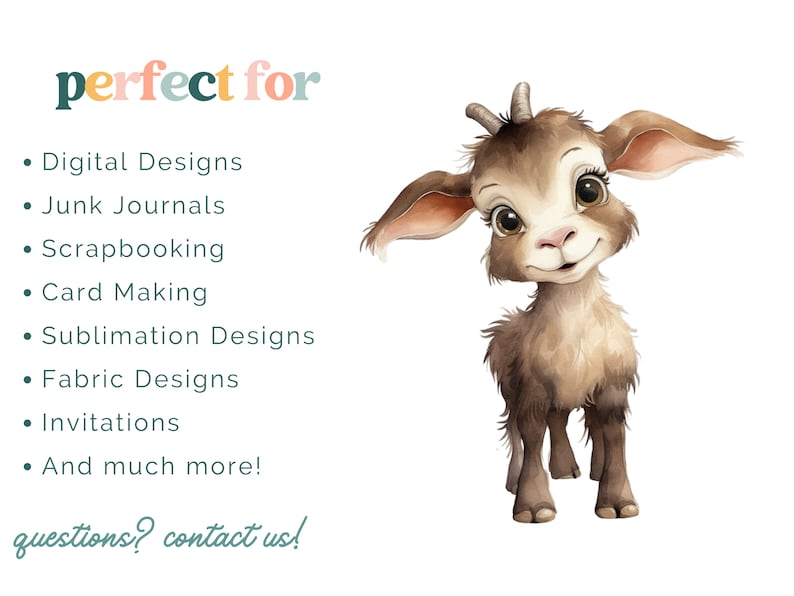 Goat Clipart Bundle, Goat PNG, Cartoon Goat, Watercolor Clipart ...