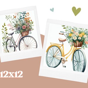 Watercolor Floral Bicycles Clipart, Watercolor Bikes, Floral Bicycles ...