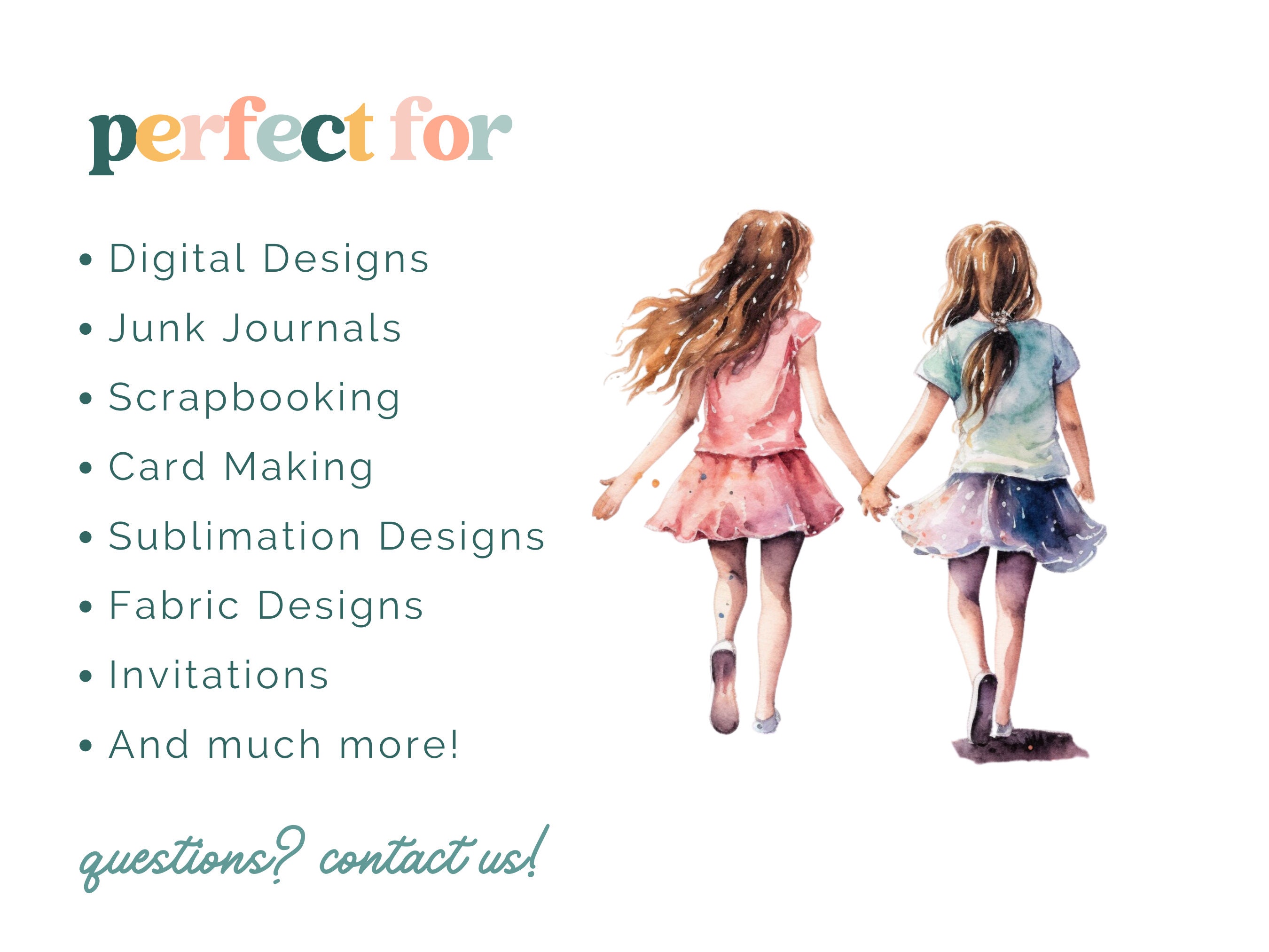 Watercolor Best Friend Clipart, Girl Best Friend PNG, Best Friend ...