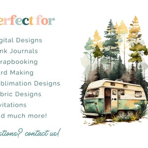 Watercolor Camping Clipart Bundle, Camping in Forest Clipart ...