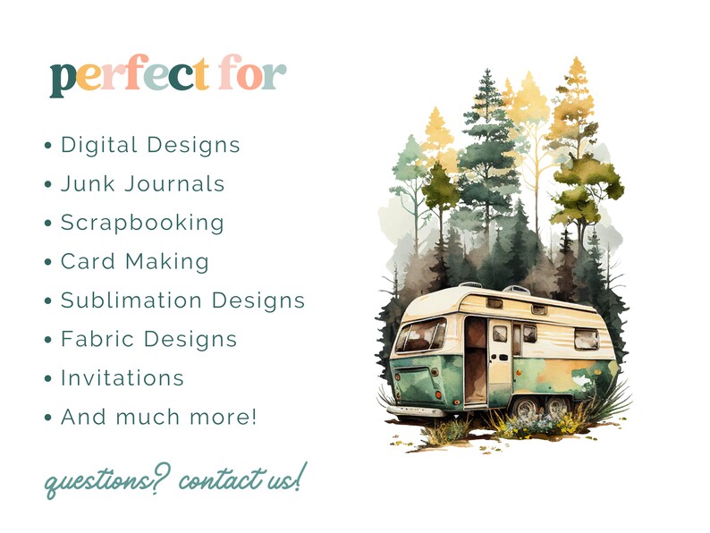 Watercolor Camping Clipart Bundle Camping in Forest Clipart - Etsy