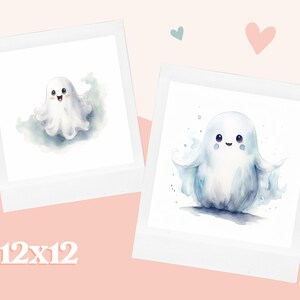 Cute Ghost Clipart, Watercolor Halloween PNG, Spooky Collage Images ...