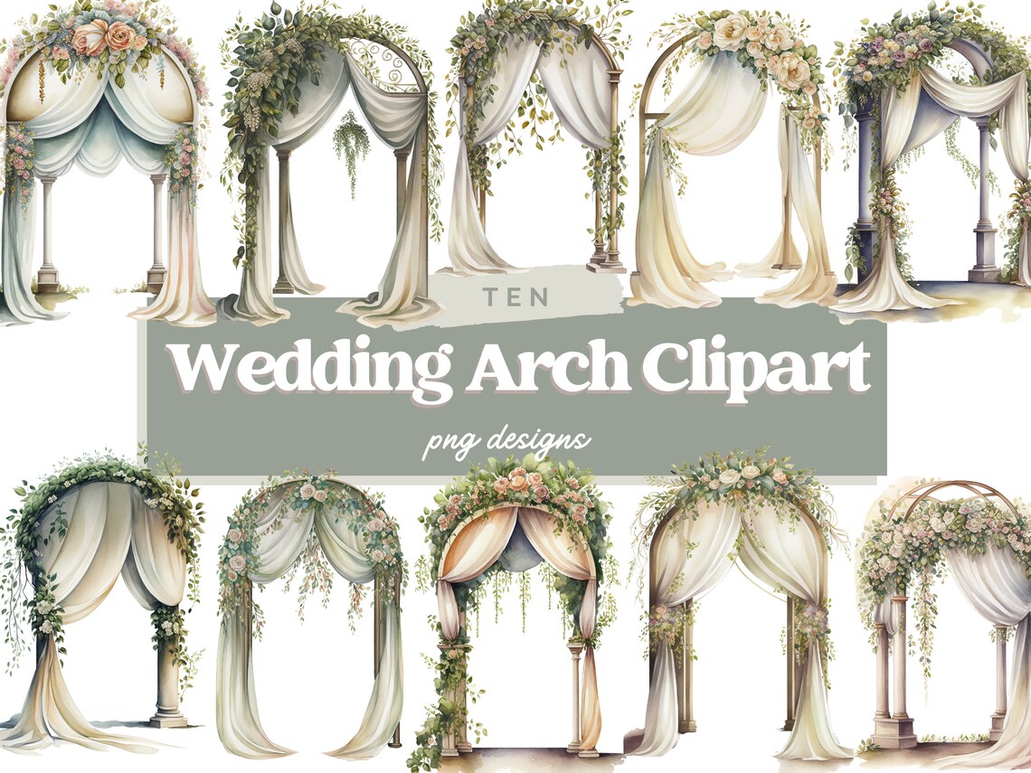 Wedding Arch Watercolor Clipart Bundle Wedding Clip Art - Etsy