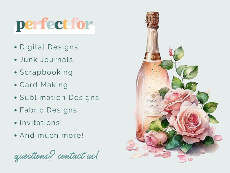 Celebration Clipart, Watercolor Party Clipart, Painted Champagne Bottle ...