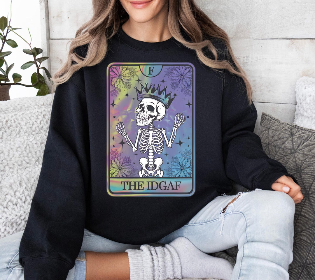 The IDGAF Funny Tarot Card PNG, Sarcastic Sweary Skeleton Skull Trendy ...