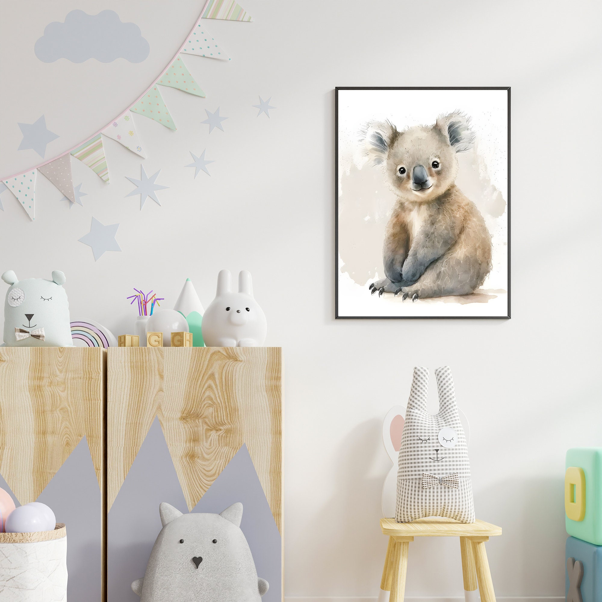 Cute Koala Printable Nursery Wall Art, Baby Animal Wall Art, Watercolor ...