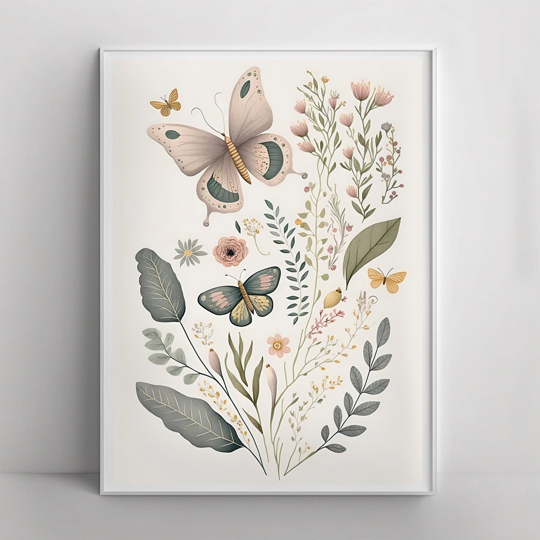 Butterfly Printable Wall Art, Cute Decor, Nursery Wall Art, Nursery ...