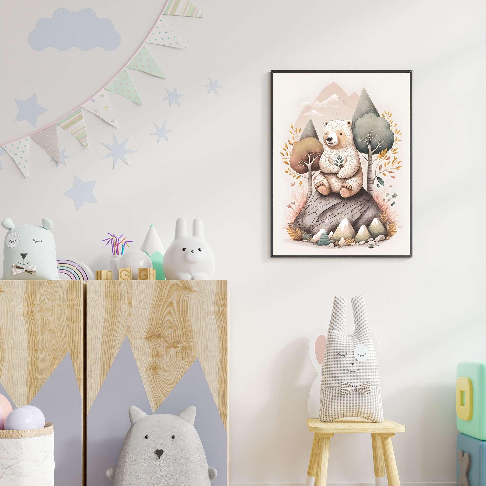 Bear Printable Art, Baby Animal Nursery Wall Art, Nursery Prints, Kids ...