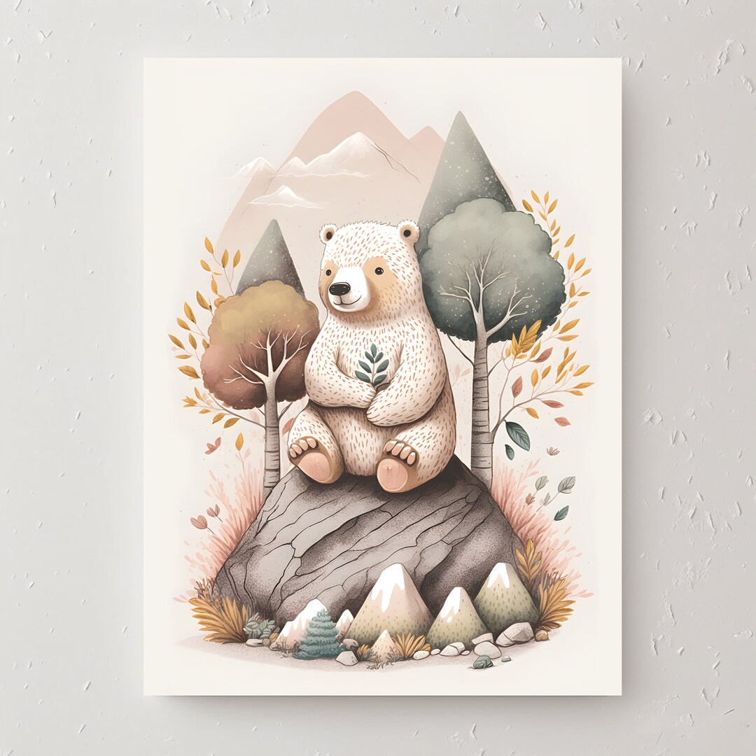 Bear Printable Art, Baby Animal Nursery Wall Art, Nursery Prints, Kids ...