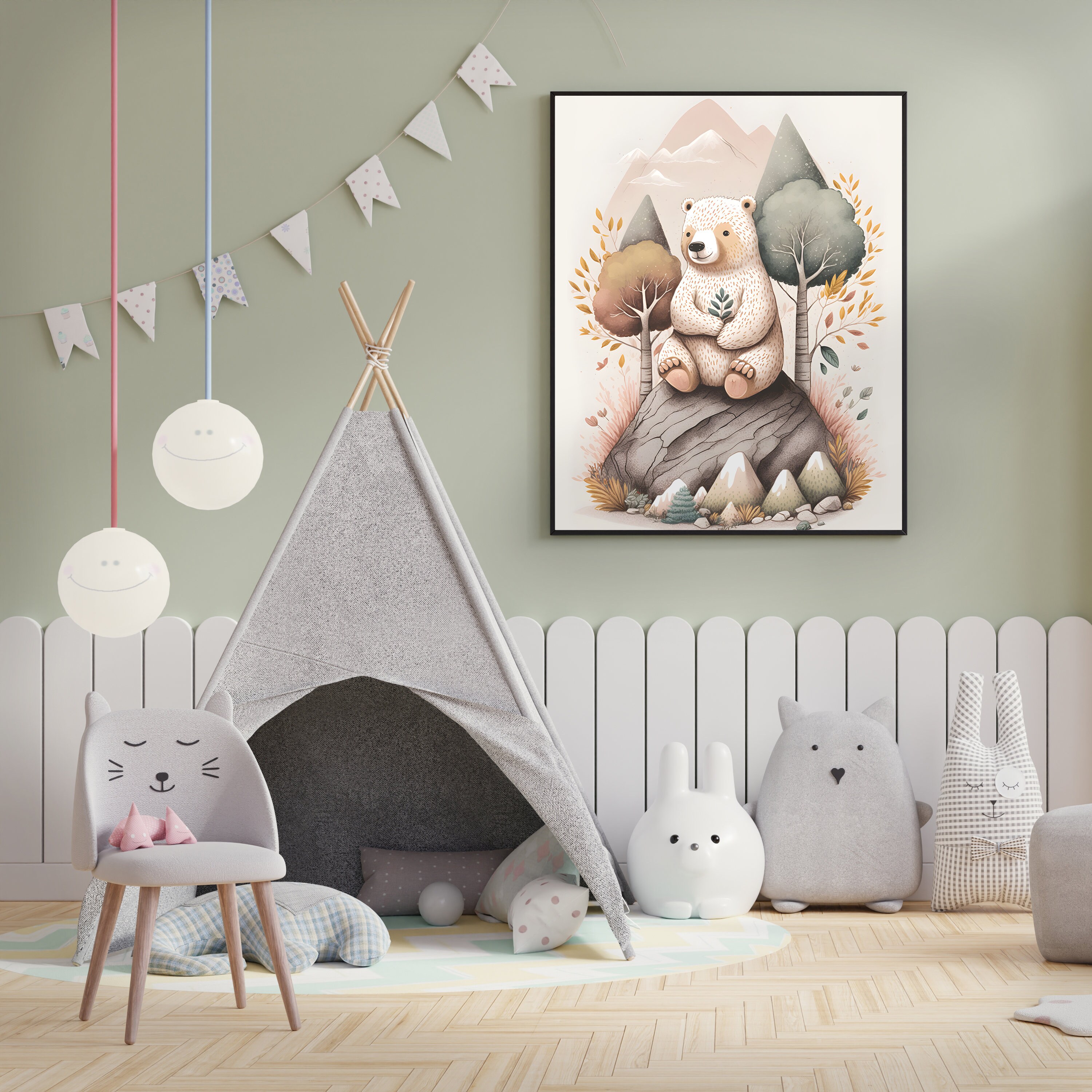 Bear Printable Art, Baby Animal Nursery Wall Art, Nursery Prints, Kids ...