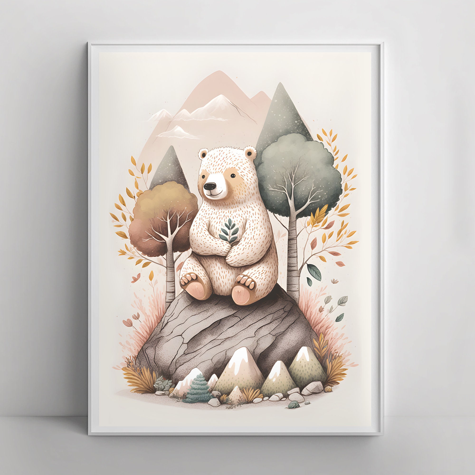 Bear Printable Art, Baby Animal Nursery Wall Art, Nursery Prints, Kids ...