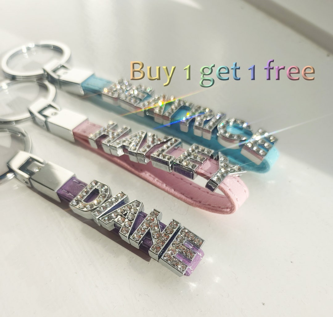 Special Custom Keychain Personalised Name Keyring Sparkly Rhinestones ...