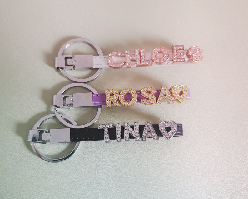 Special Custom Keychain Personalised Name Keyring Sparkly Bling ...