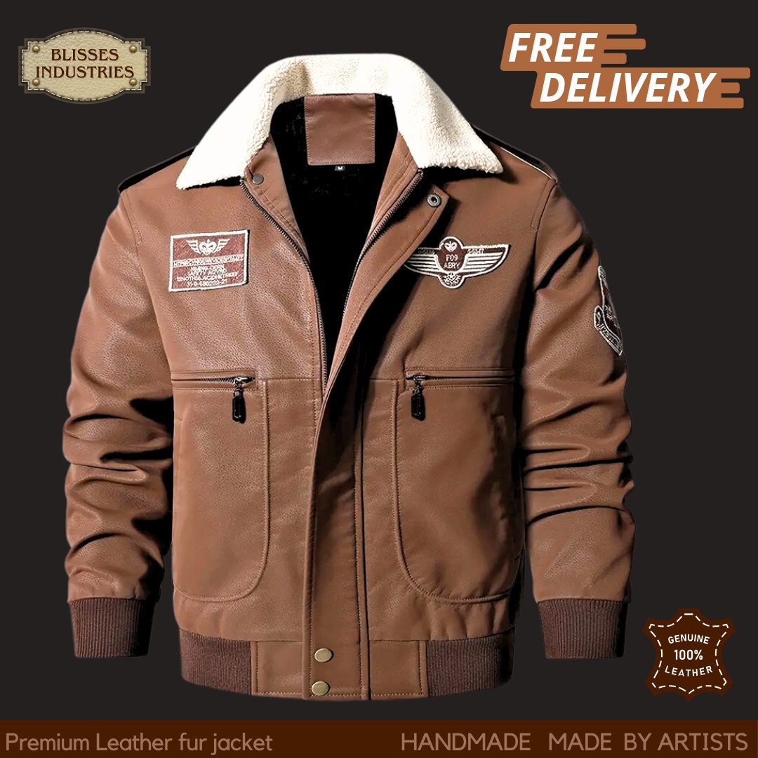 Matte Finish Leather Fur Jacket Brown Leather Fur Vest - Etsy