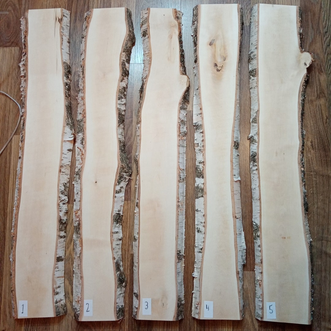 Birch Wood Plank Birch Boards Log Slab With Bark Hardwood Board - Etsy