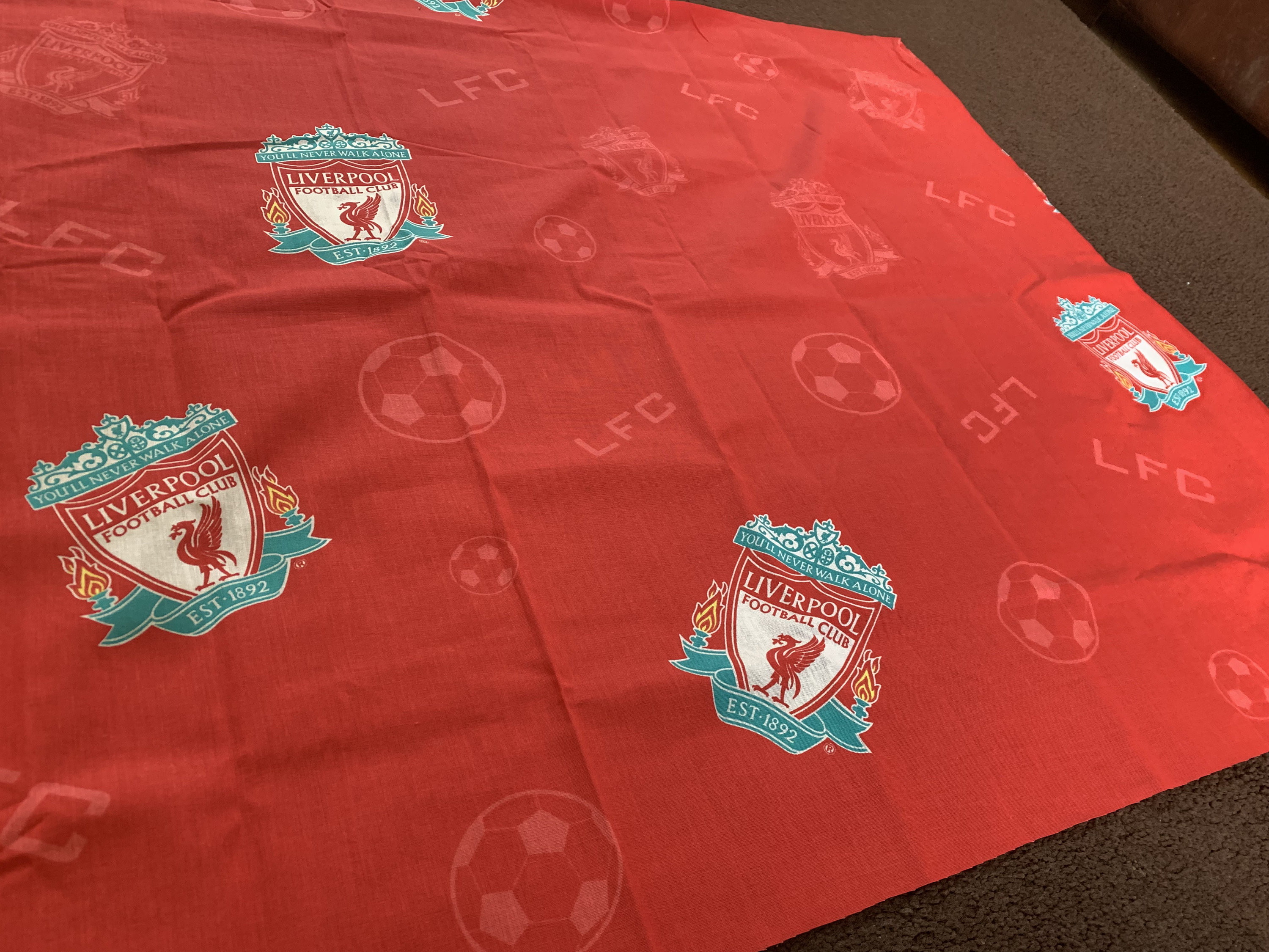 Liverpool Football Club Emblems Footballs Craft Remnant Fabric Material ...