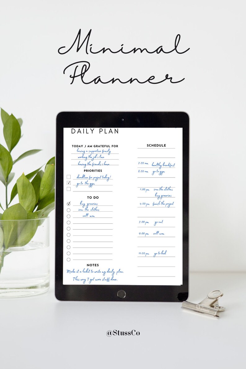 Minimal Printable Daily Planner Fillable Daily to Do List - Etsy