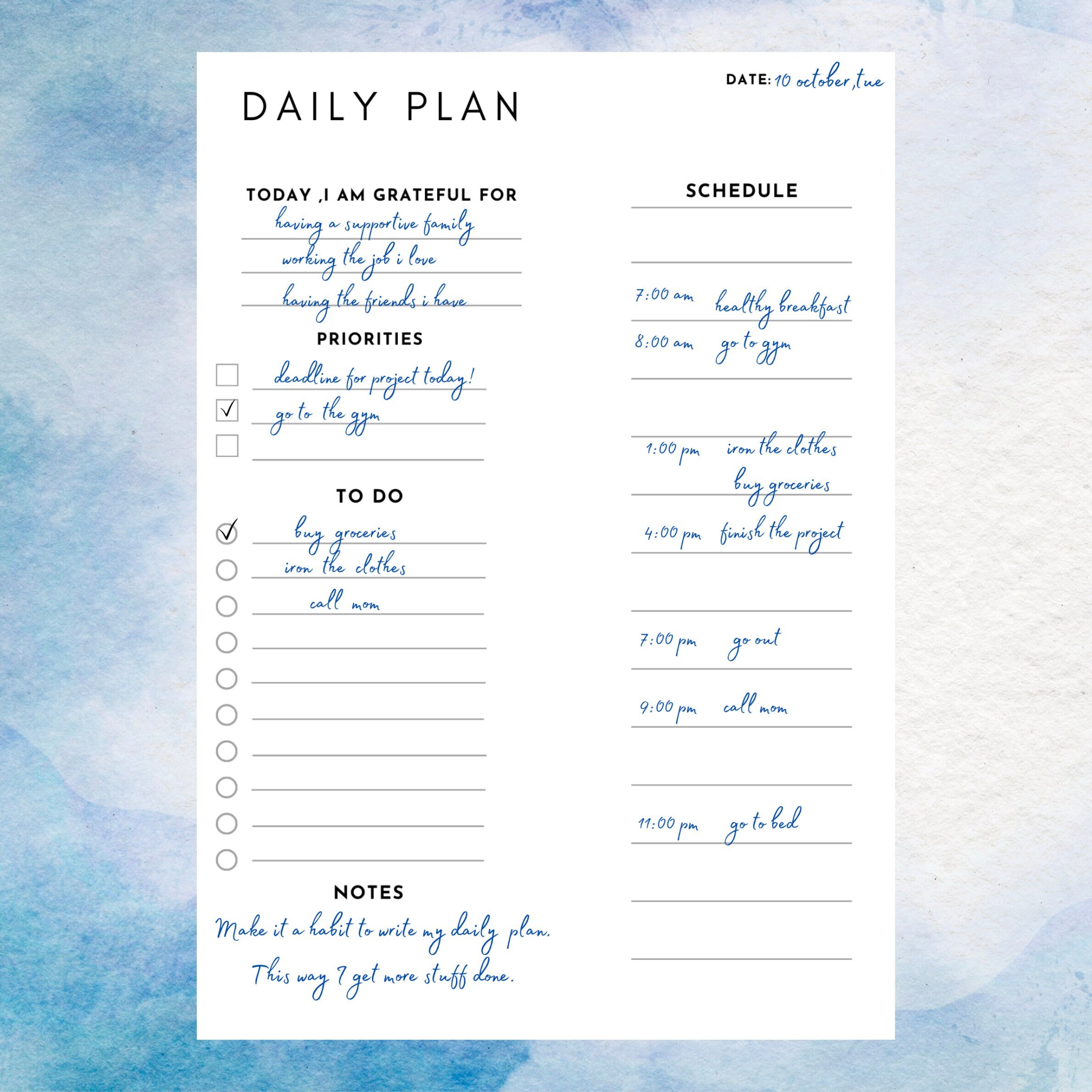 Minimal Printable Daily Planner Fillable, Daily to Do List ...