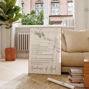 Goodness of God Lyric Printable, Christian Wall Decor, Praise Song ...