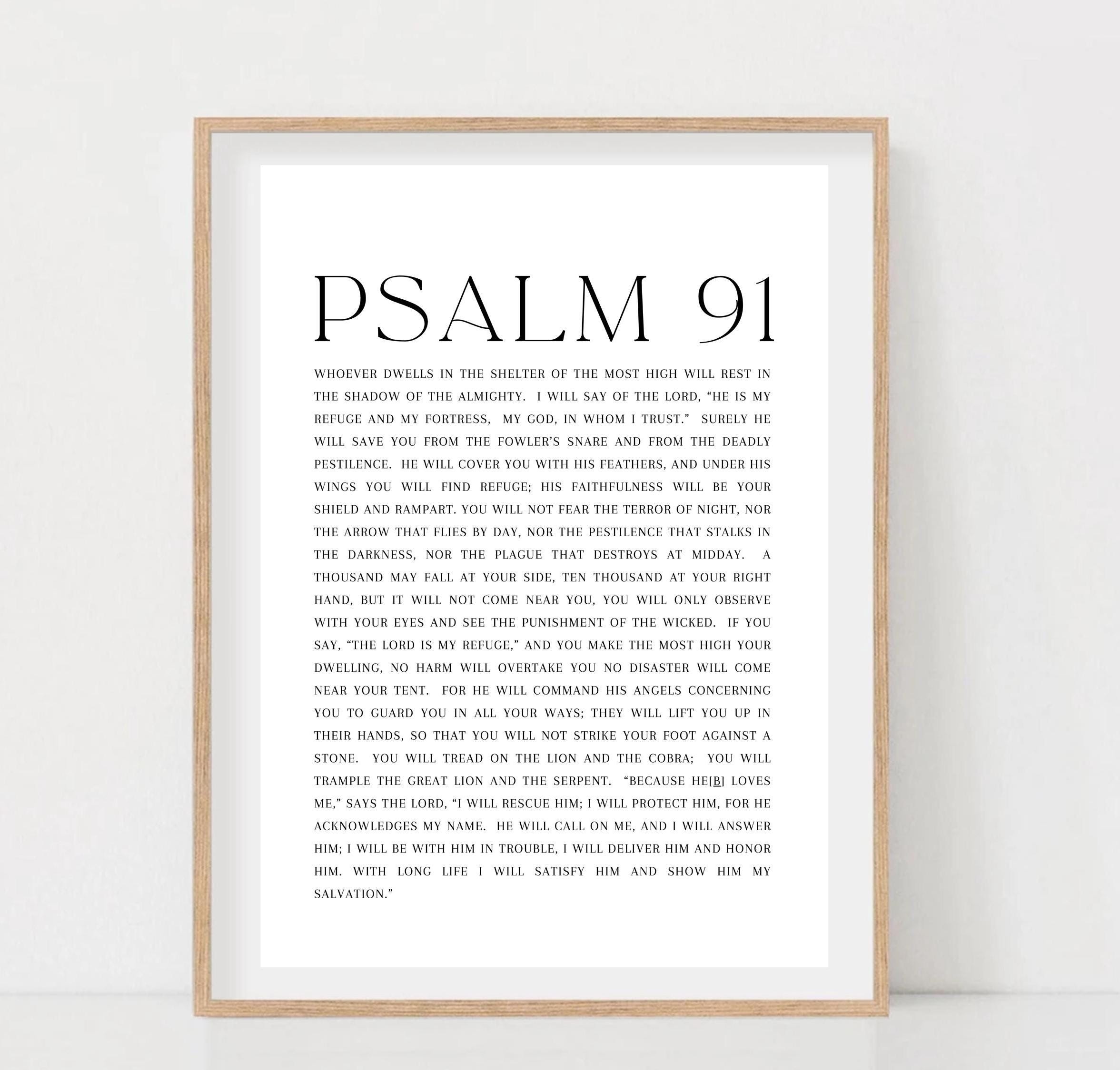 Psalm 91 Printable, Psalm 91 Wall Art, Bible Verse Printable, Christian ...