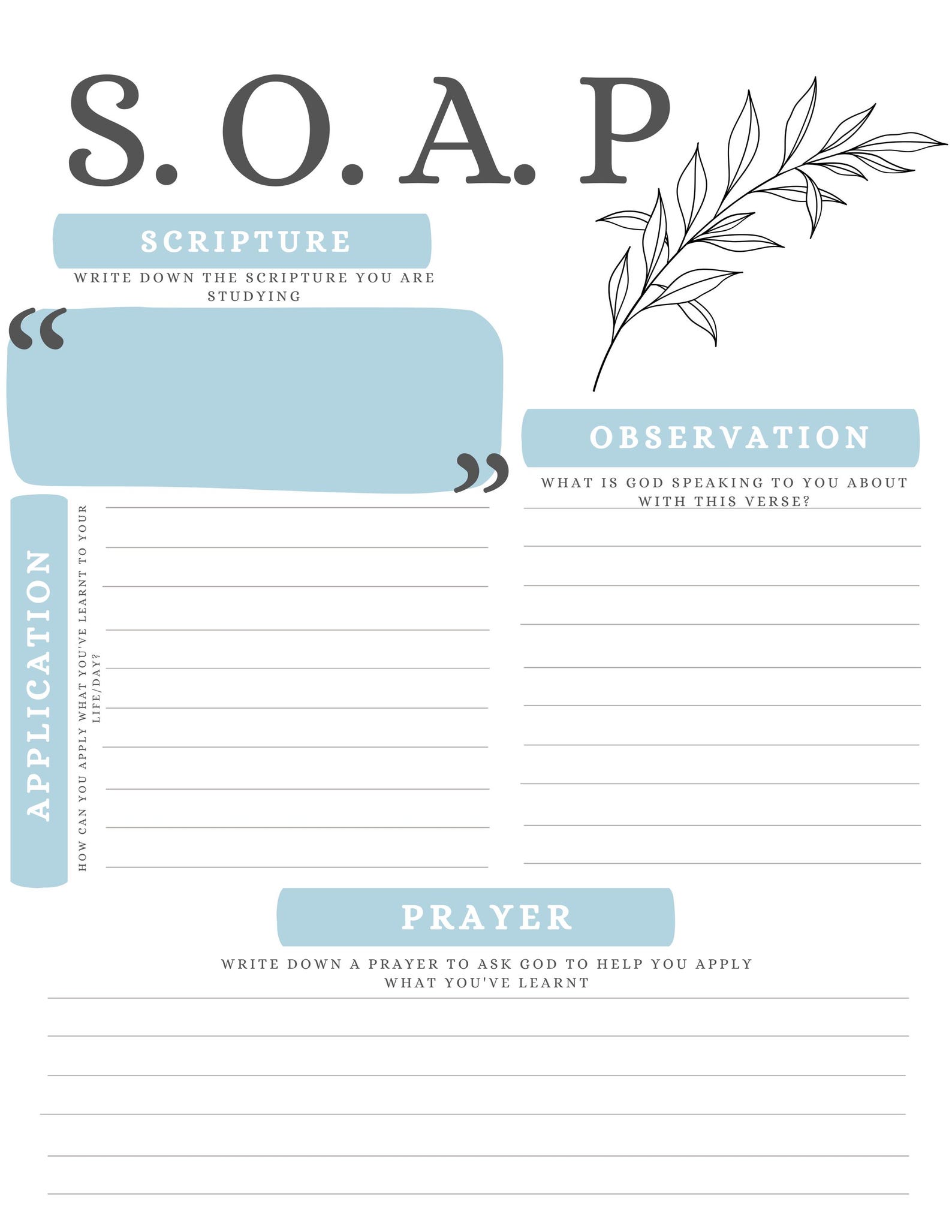 Printable SOAP Bible Study Template SOAP Study Method Bible Study ...