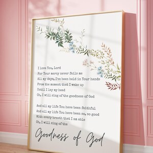 Goodness of God Lyric Printable, Christian Wall Decor, Praise Song ...