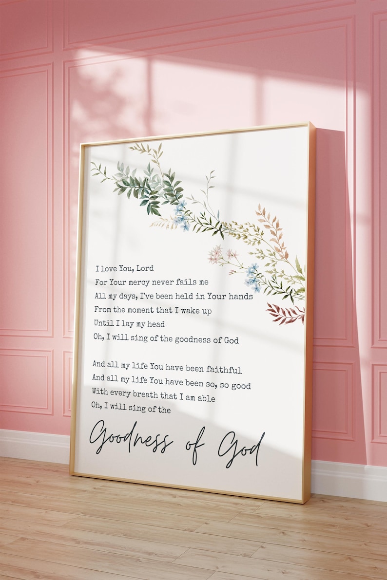 Letra imprimible de la bondad de Dios, decoración de pared cristiana ...