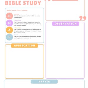 SOAP Bible Study Printable Template, Scripture, Observation ...