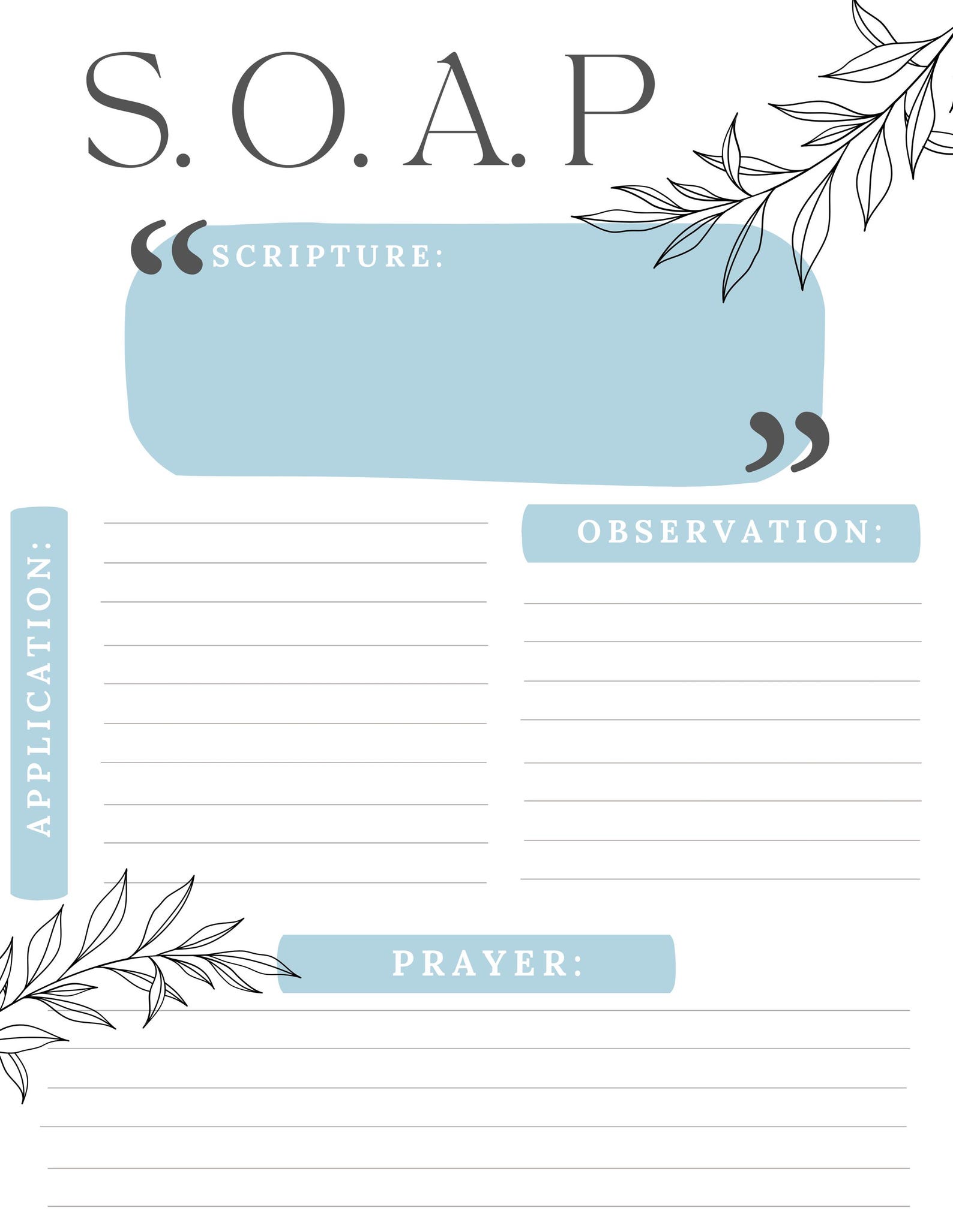 Printable SOAP Bible Study Template SOAP Study Method Bible Study ...