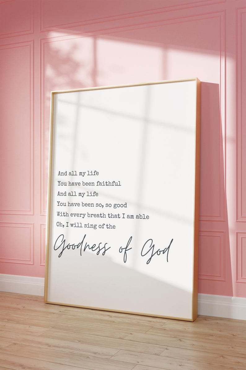 Letra imprimible de la bondad de Dios, decoración de pared cristiana ...
