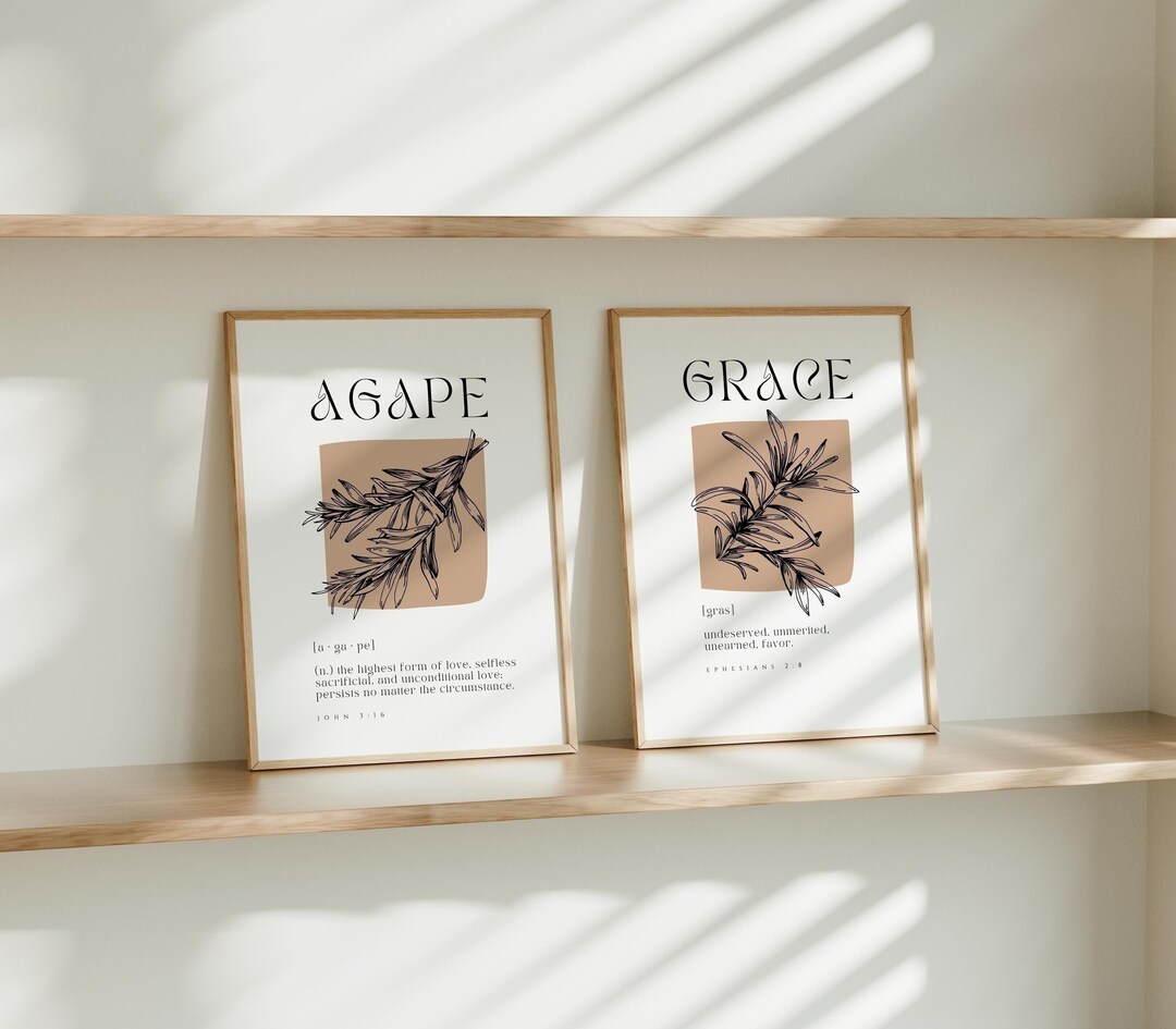 Agape & Grace Bundle Definition Printable Wall Art, Agape Love Word ...