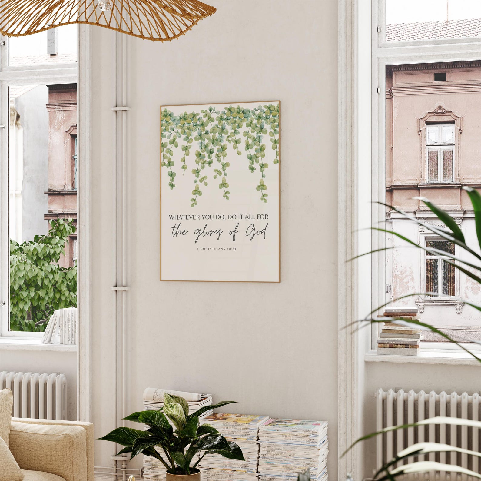 Christian Wall Art Print, Glory to God Botanical Scripture Art ...