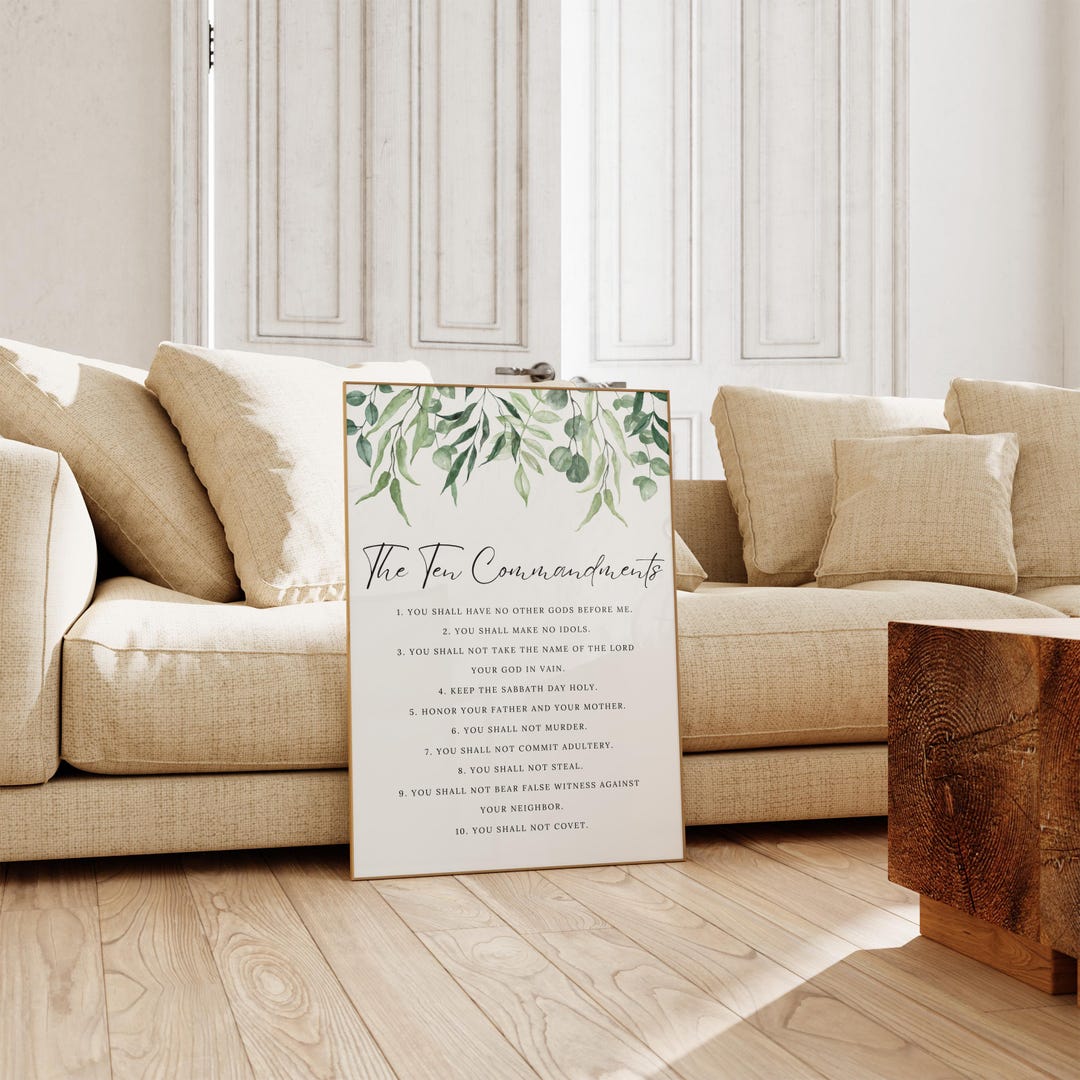 The Ten Commandments Bible Verse Wall Art, Ten Commandments Printable ...