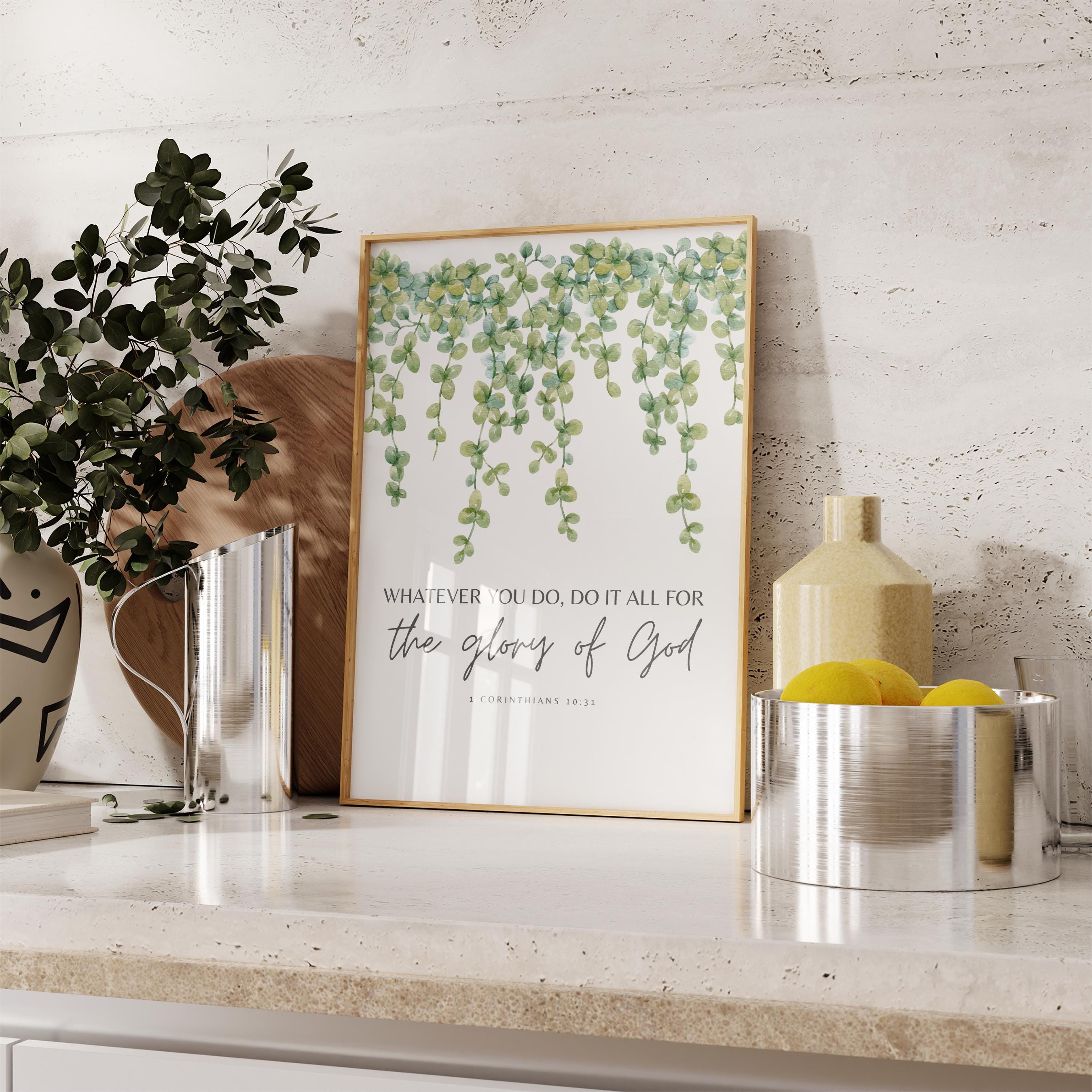 Christian Wall Art Print, Glory to God Botanical Scripture Art ...