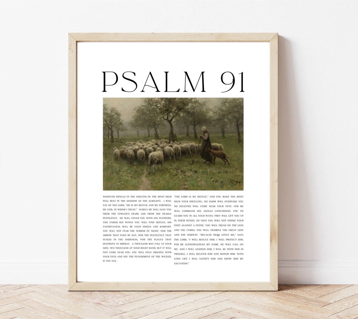 Psalm 91 Printable, Psalm 91 Wall Art, Bible Verse Printable, Christian ...