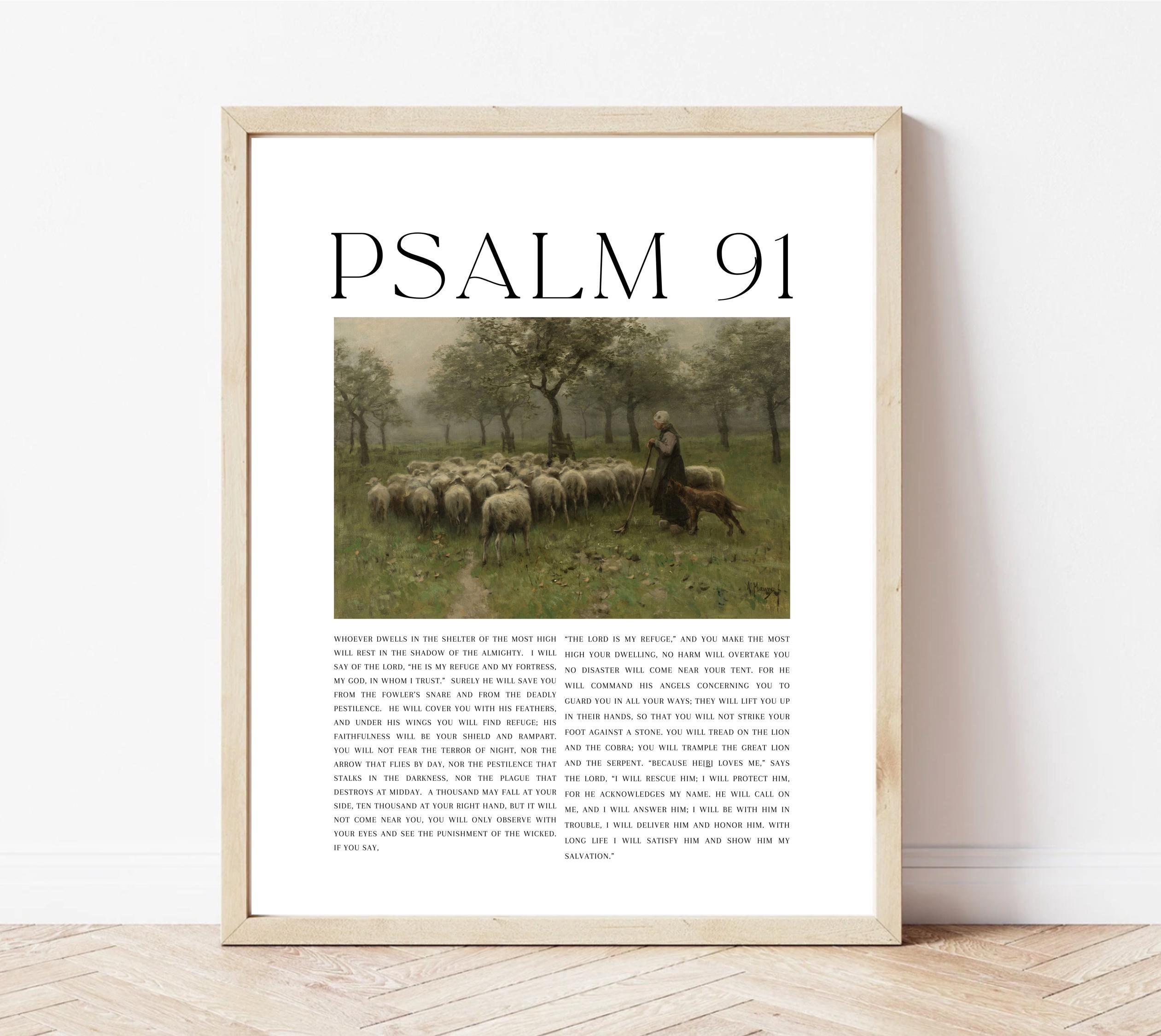 Psalm 91 Printable, Psalm 91 Wall Art, Bible Verse Printable, Christian ...