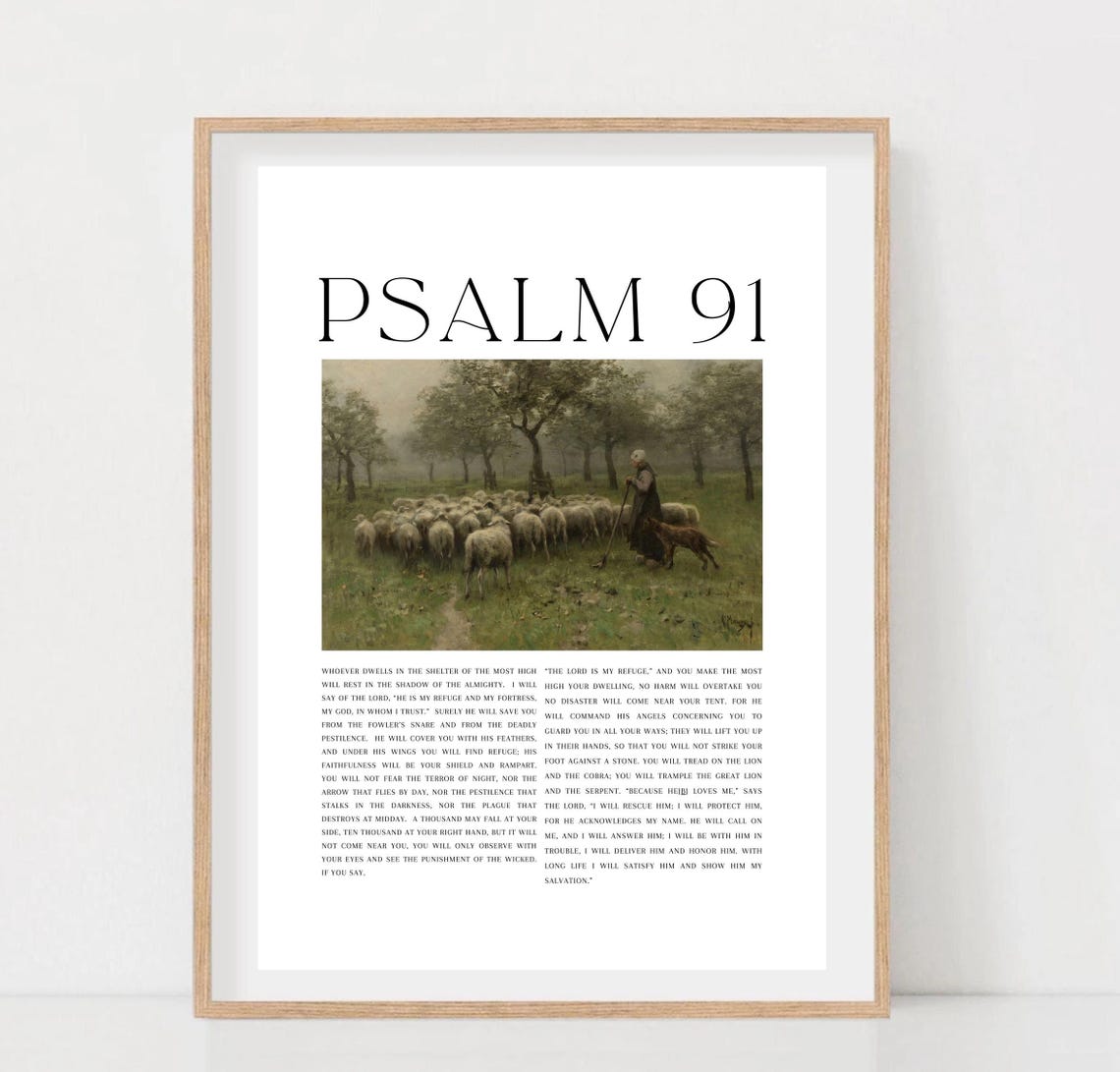 Psalm 91 Printable, Psalm 91 Wall Art, Bible Verse Printable, Christian ...