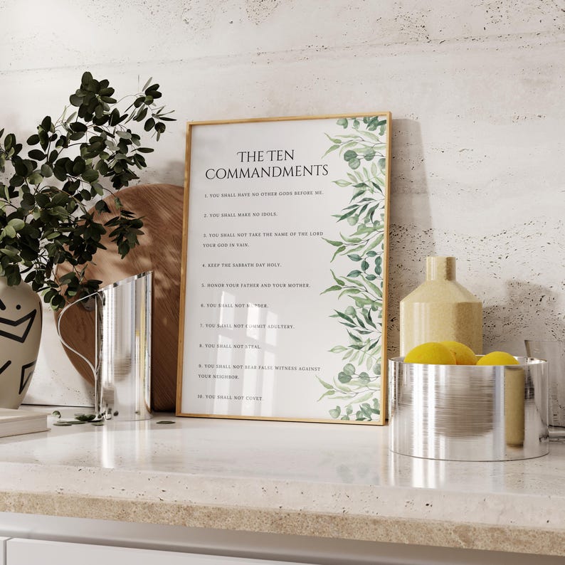 Ten Commandments Wall Art: Christian Scripture Print (digital Download ...