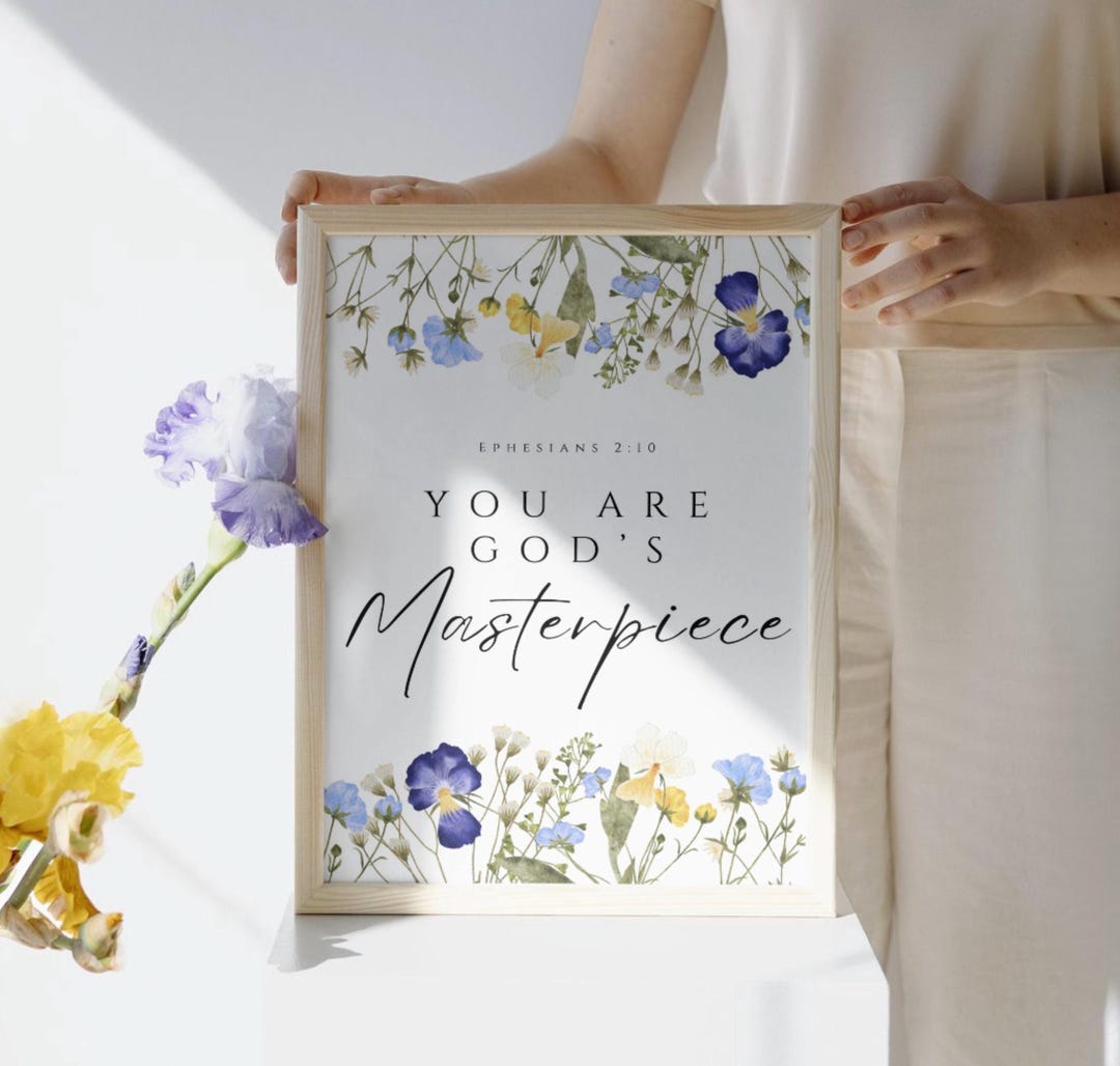 You Are God's Masterpiece Ephesians 2:10 Bible Verse Wall Art Print ...