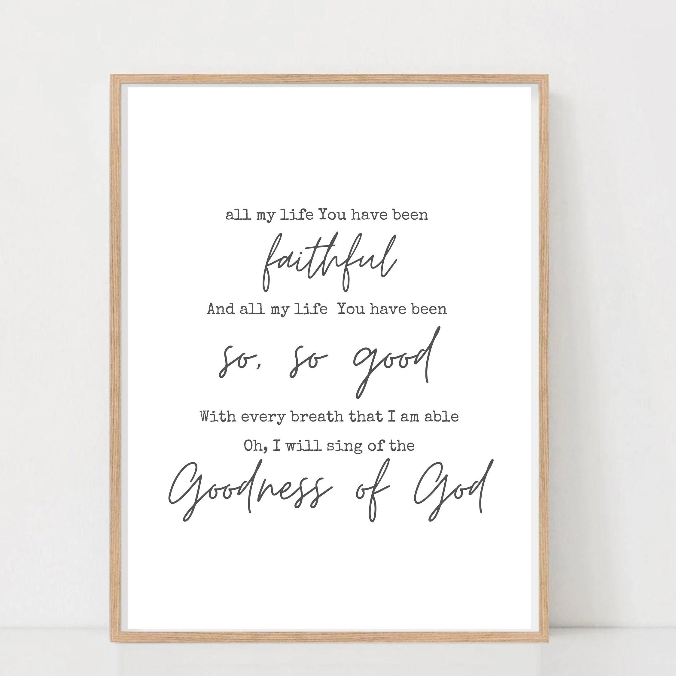 Goodness of God Lyric Printable, Christian Wall Decor, Praise Song ...