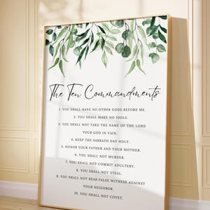 The Ten Commandments Bible Verse Wall Art, Ten Commandments Printable ...